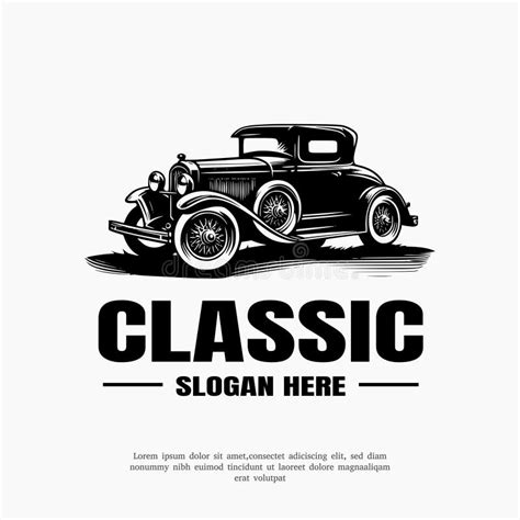 Vector Silhouette Classic Car Logo Design Template Stock Vector
