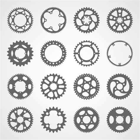 Premium Vector Set Of 16 Isolated Gears And Cogs