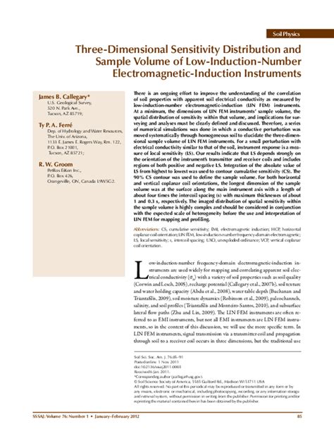 Pdf Three Dimensional Sensitivity Distribution And Sample Volume Of Low Induction Number