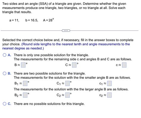 Solved Two Sides And An Angle Ssa ﻿of A Triangle Are