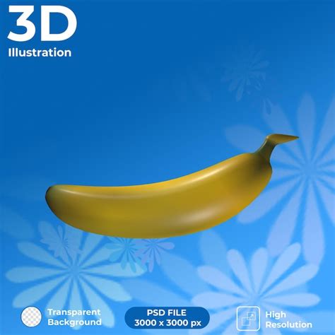 premium psd 3d render banana front view