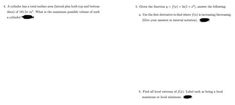 Solved 5 Given the function y f x ln 1 x² answer Chegg com