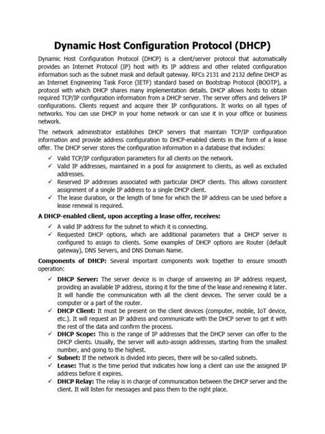 Dynamic Host Configuration Protocoldhcp Pdf Ip Address Computer Network