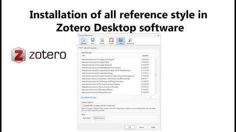 Installation Of All Reference Style In Zotero Desktop Software Youtube