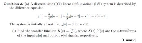 solved a discrete time dt linear shift invariant lsi