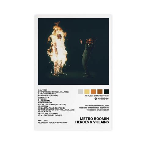 Nebulanova Metro Boomin Poster Heroes And Villains Album Cover Canvas Wall Art Rap Music For
