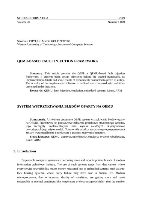 Pdf Qemu Based Fault Injection Framework