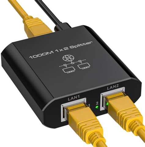 Vedindust Lan Splitter 1 Auf 2 1000mbps Ethernet Lan Switch 2port Netzwerk Wlan Verteiler Mit