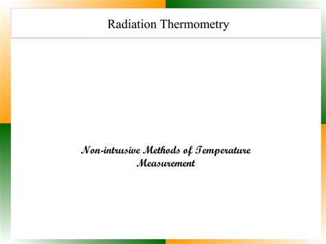 Non Intrusive Methods Of Temperature Measurement Radiation Thermometry PPT