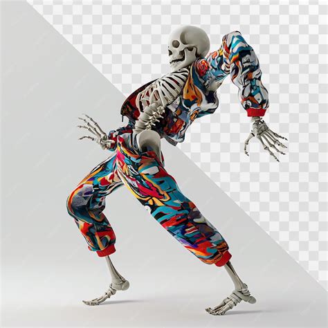 Skeleton Breakdancing In Rapper Attire Under Studio Lights Premium Ai