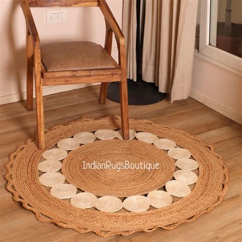 Hand Braided Jute Round Rug Bohemian Decor Custom Size Etsy