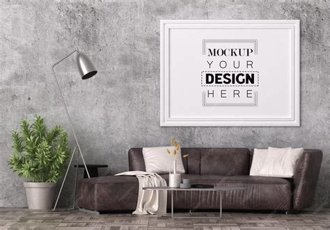 Premium Psd Poster Frame In Living Room Mockup