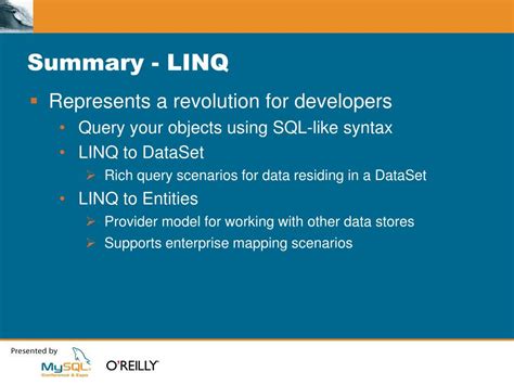 Ppt Mysql Linq And The Ado Net Entity Framework Powerpoint Presentation Id