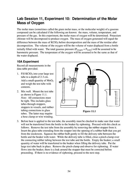 Lab Session 11 Experiment 10 Determination Of The Molar Fill Out