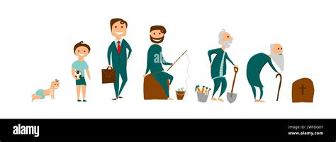 Stages Of Male Development Hand Drawing Not Ai Vector Illustration