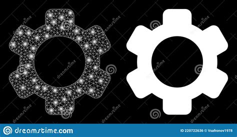 Polygonal Wire Frame Mesh Gear With Lightspots Stock Vector Illustration Of Structure