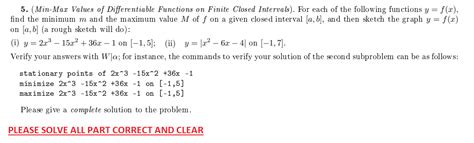 Solved 5 Min Max Values Of Differentiable Functions On