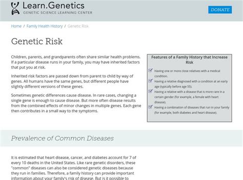 University Of Utah Learn Genetics Calculating Genetic Risk Interactive For 9th 10th Grade