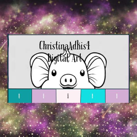 Color Palette Piggy Picture With Digital Coloring Hex Codes Etsy