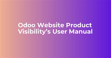 Odoo Website Product Visibility
