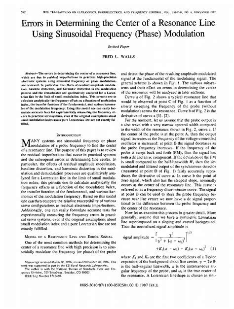 Errors In Determining The Center Of A Resonance Line Using Sinusoidal Frequency Phase