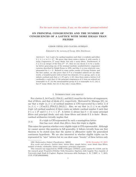 Pdf On Principal Congruences And The Number Of Congruences Of A Lattice With More Ideals Than
