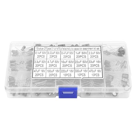 270pcs Electrolytic Capacitor Kit 01uf 470uf 15 Values Assortment Set For Diy Electronics