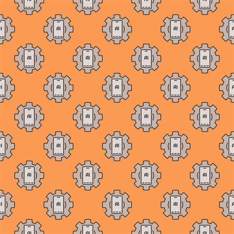 Ai Smartphone Inside Cog Wheel Vector Ai Mobile Technology Colored Seamless Pattern 40331610