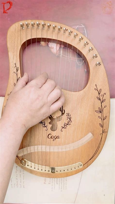 Ladyacces Lyre Harp Metal Strings Bone Saddle Mahogany Lyre Harp With Tunning Wrench Extract