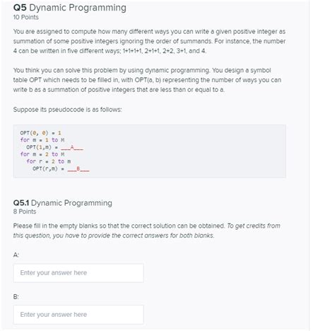 Solved Q5 Dynamic Programming 10 Points You Are Assigned To