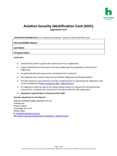 Fillable Online Asic Appl Form Filledpdf Asic Id Aviation Security Fax Email Print