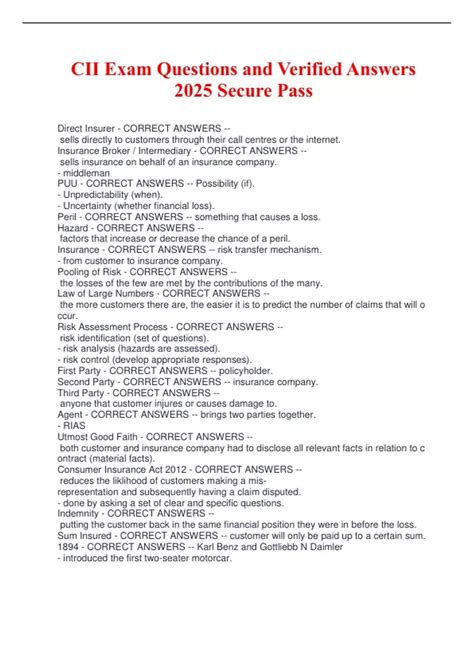 Cii Exam Questions And Verified Answers 2025 Secure Pass Cii Stuvia Us