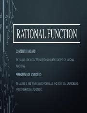 UPDATED RATIONAL FUNCTION E C Autosaved Pdf RATIONAL FUNCTION CONTENT STANDARD THE LEARNER