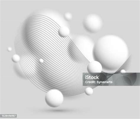 가볍고 부드러운 3d 디포커스 구체는 입자 파동 흐름 벡터 추상적인 배경 공중에 떠 있는 하얀 공 분위기 있는 벽지로 편안한 주변 테마입니다 3차원 형태에 대한 스톡 벡터