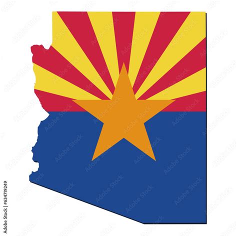 Arizona Map In The Colors Of The Arizona Flag With A Depth Effect