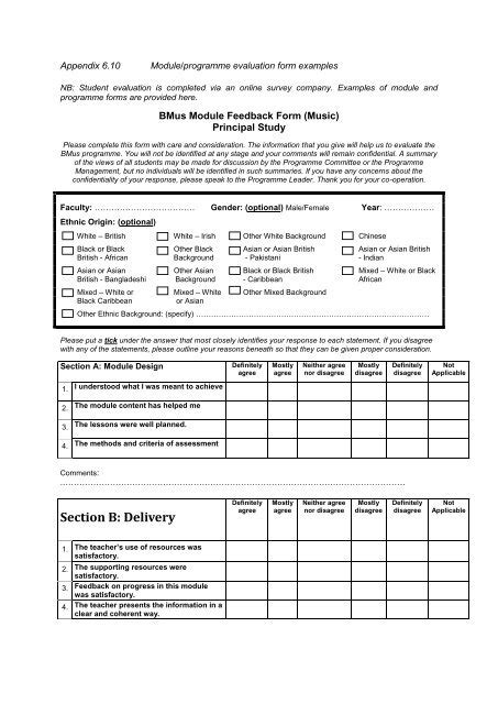 Moduleprogramme Evaluation Form Examples Laban