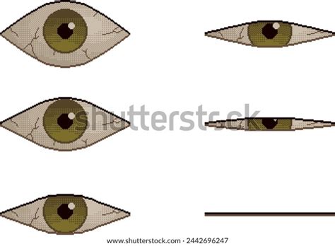 Pixel Art Eye Set Blinking Open Stock Vector Royalty Free 2442696247