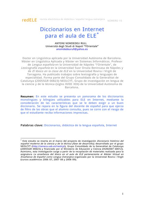 Pdf “diccionarios En Internet Para El Aula De Ele”