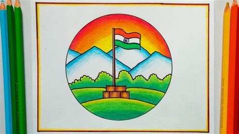 Indian Flag Drawing Independence Day Drawing Republic Day Drawing Scenery Drawing Flag