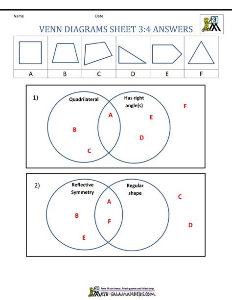 Venn Diagram Worksheets 3rd Grade