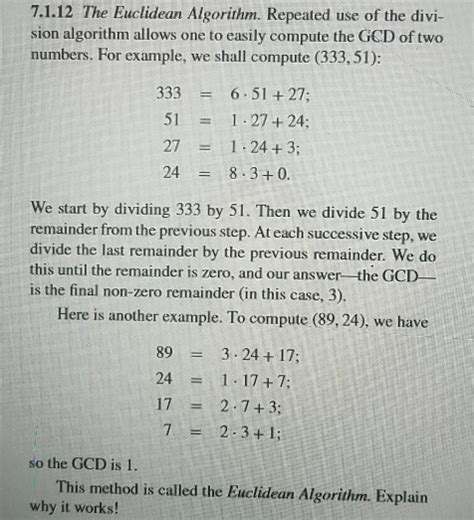 Solved 7112 The Euclidean Algorithm Repeated Use Of The