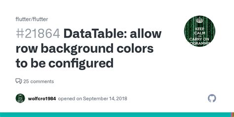 Datatable Allow Row Background Colors To Be Configured · Issue 21864 · Flutterflutter · Github