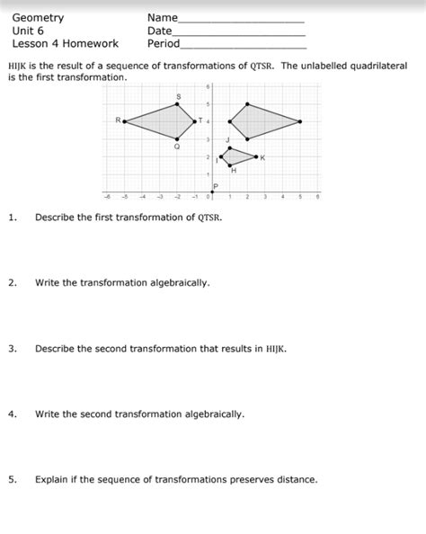 [solved] Geometry Unit 6 Lesson 4 Homework Unit 6 Lesson 4 Sequence Of Course Hero