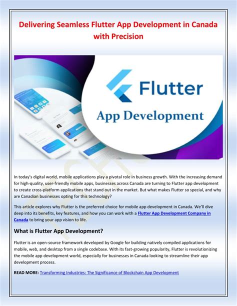 ppt delivering seamless flutter app development in canada with precision powerpoint