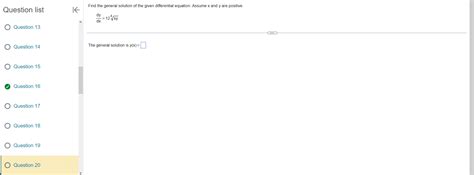 Solved Question List Find The General Solution Of The Given Chegg