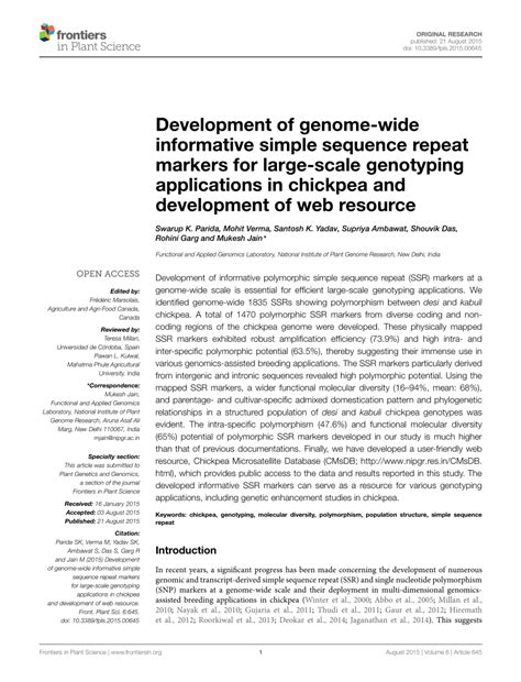 Pdf Development Of Genome Wide Informative Simple Sequence Repeat