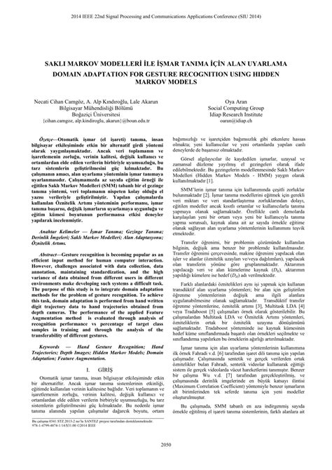 PDF Domain Adaptation For Gesture Recognition Using Hidden Markov Models
