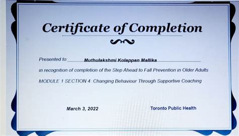 Muthulakshmi Kolappan Mallika On Linkedin Completed Fall Prevention