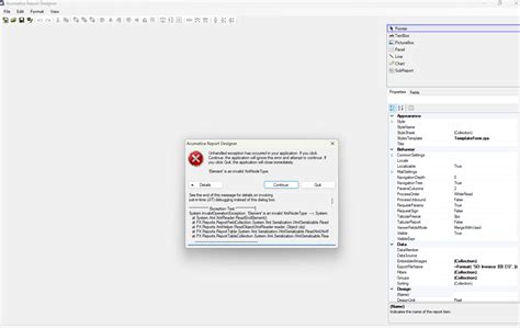 Report Designer Error Message Element Is An Invalid Xmlnodetype For