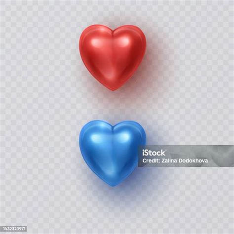투명한 배경에 빨간색 하트와 파란색 하트 세트 벡터 일러스트 레이 션 2월에 대한 스톡 벡터 아트 및 기타 이미지 2월 3